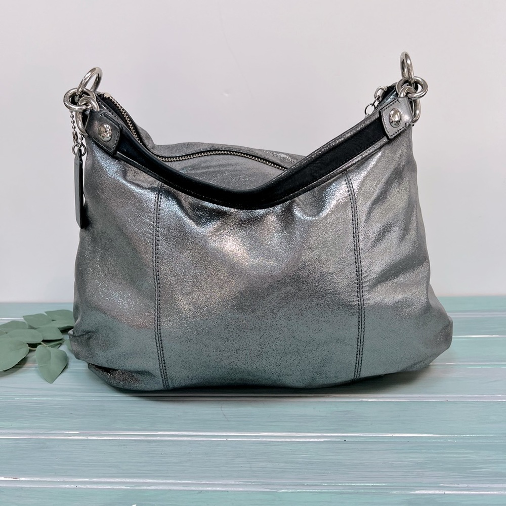Coach Silver Metallic Poppy Crossbody Bag - Gem